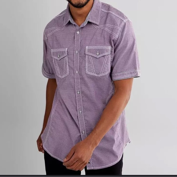Buckle | Shirts | Mens Button Down Purple Short Sleeve Shirt From ...